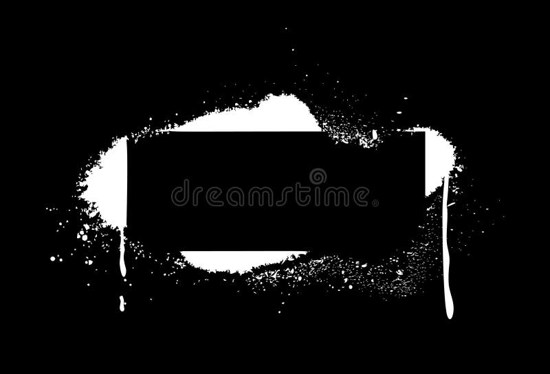 Grunge Stencil Frame with Graffiti Spray Painted Border, Vector White ...