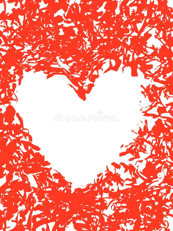Grunge Stencil Frame Heart. Blot Painted Frame Heart, Ink Splatter ...
