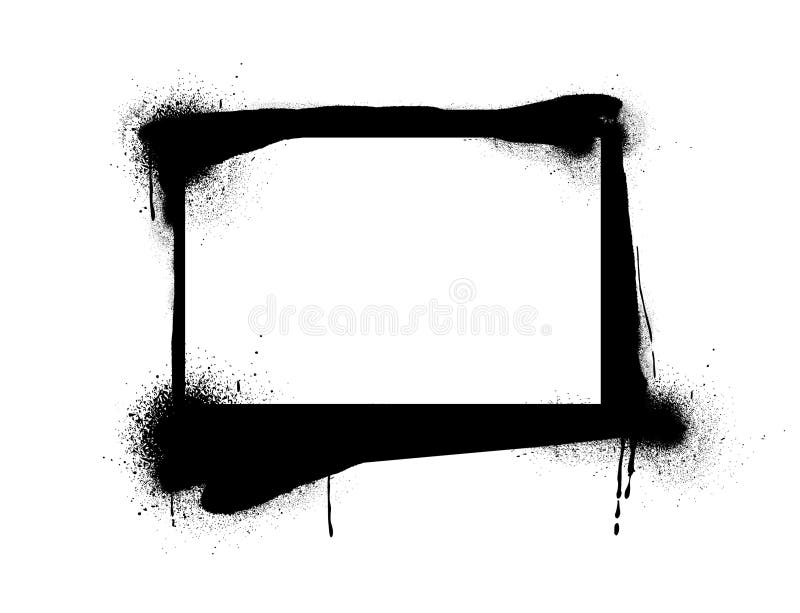 Grunge Stencil Vector Frame with Graffiti Spray Black Painted Border ...