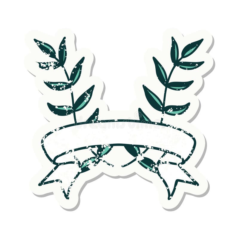 Grunge Sticker with Banner of Laurel Stock Vector - Illustration of ...