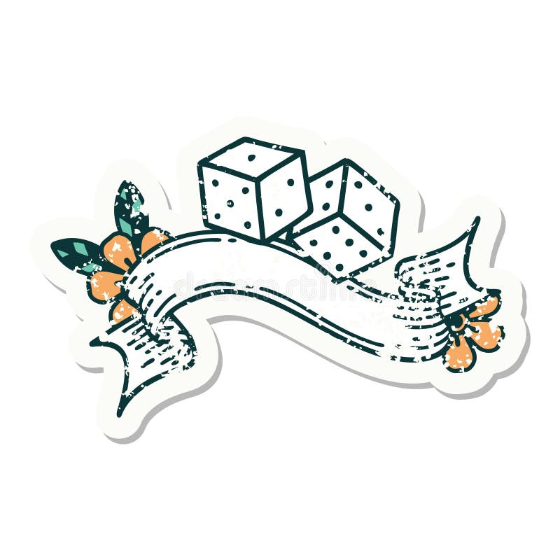 Grunge Sticker with Banner of Lucky Dice Stock Vector - Illustration of ...