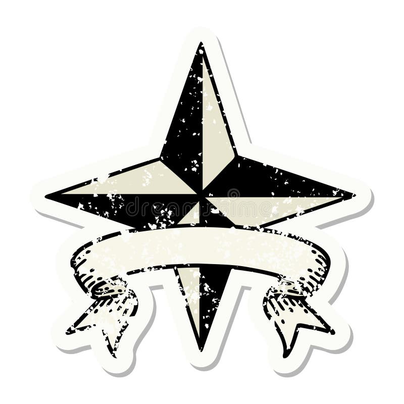 Grunge Sticker with Banner of a Star Symbol Stock Vector - Illustration ...