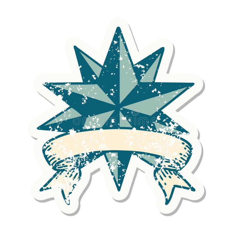 Grunge Sticker with Banner of a Star Stock Vector - Illustration of ...