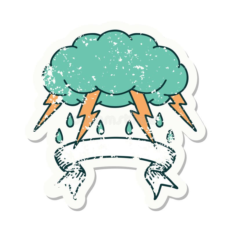 Grunge Sticker with Banner of a Storm Cloud Stock Vector - Illustration ...