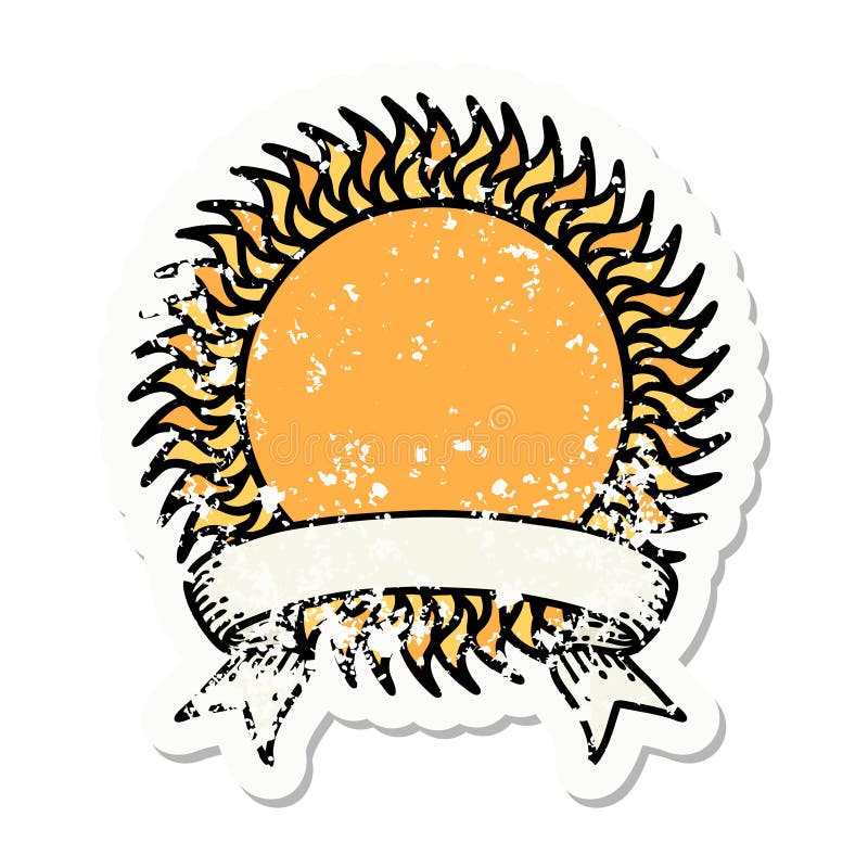 Grunge Sticker with Banner of a Sun Stock Vector - Illustration of ...