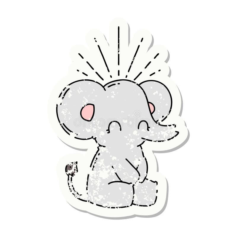 Grunge Sticker of Tattoo Style Cute Elephant Stock Vector ...