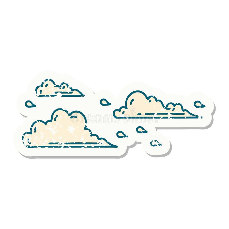Grunge Sticker of Tattoo Style Floating Clouds Stock Vector ...