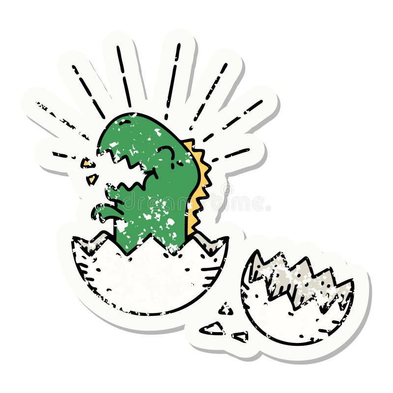 Grunge Sticker of Tattoo Style Hatching Dinosaur Stock Vector ...