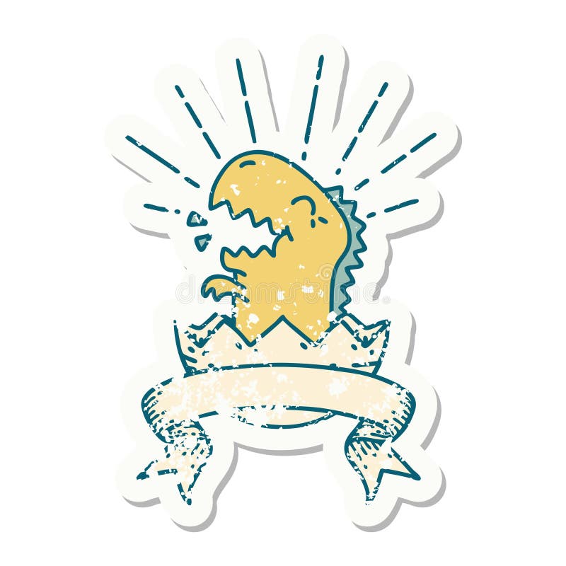 Grunge Sticker of Tattoo Style Hatching Dinosaur Stock Vector ...