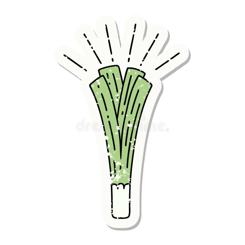 Grunge Sticker of Tattoo Style Leek Stock Vector - Illustration of ...