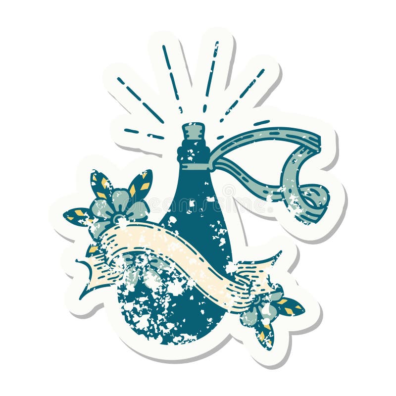 Grunge Sticker of Tattoo Style Old Leather Water Flask Stock Vector ...