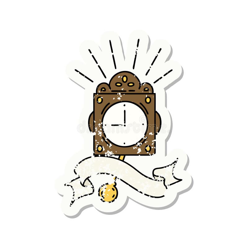 Grunge Sticker of Tattoo Style Ticking Clock Stock Vector ...