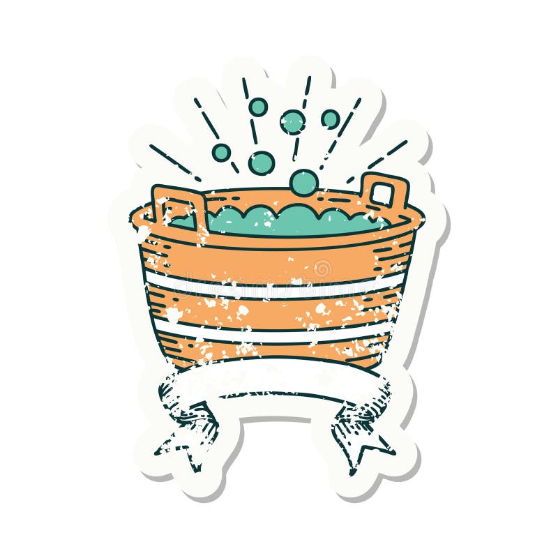 Grunge Sticker of Tattoo Style Tin Bath Stock Vector - Illustration of ...