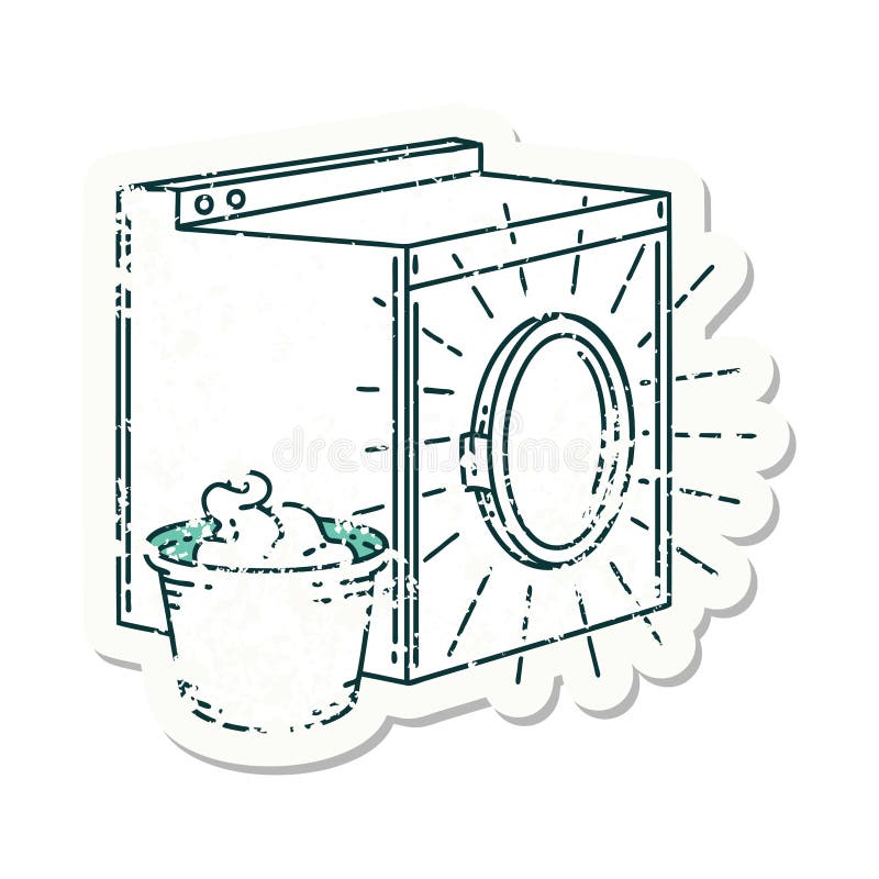 Grunge Sticker of Tattoo Style Washing Machine Stock Vector ...