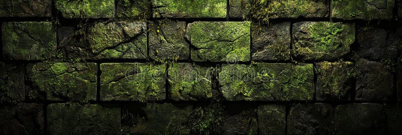 Grunge Stone Wall Texture with Moss Vines Stock Illustration ...