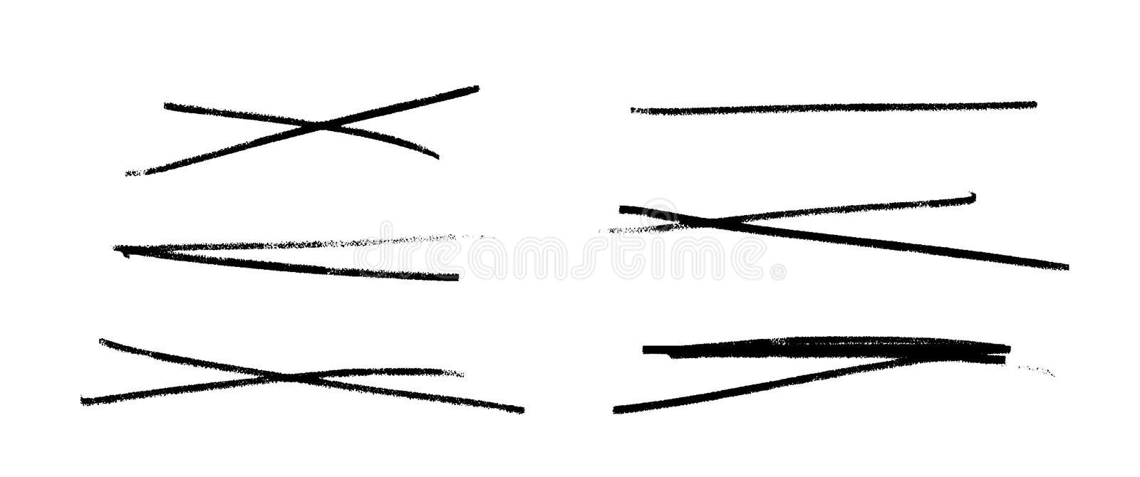 Set of Strikethrough Underlines. Brush Stroke Markers Collection Stock ...