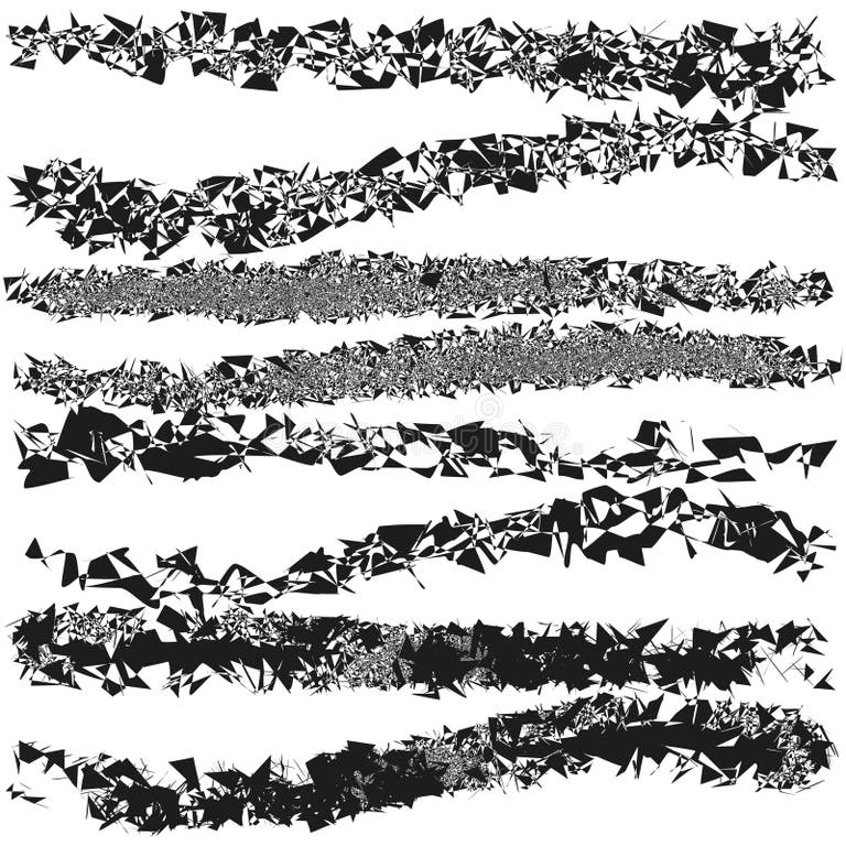 Grunge Stripe Set. Horizontal Brush Texture. Rough Ink Bands. Vector ...