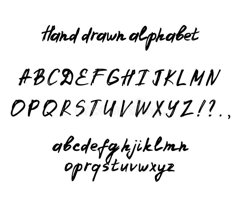 Grunge Style Abc Made by Marker. Careless Hand Drawn Alphabet Stock ...