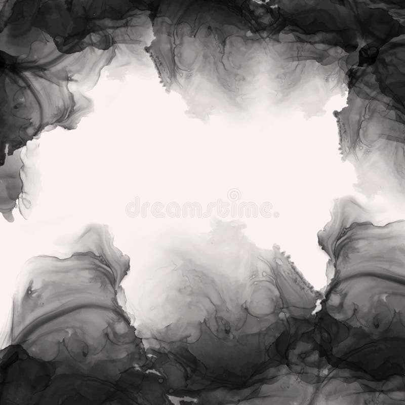 Grunge Style Background with Black Alcohol Ink Painted Border Stock ...