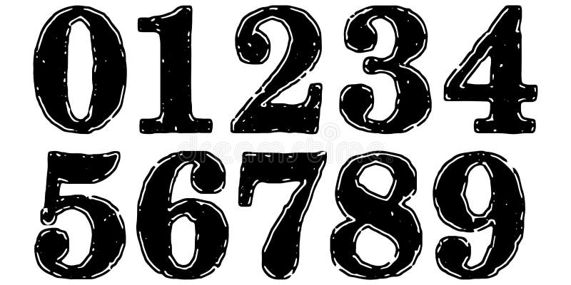 Grunge Style Black Numbers.Vector Art Font. Stock Illustration ...