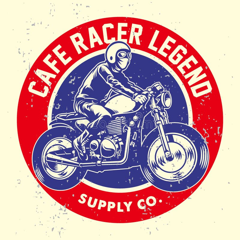 Grunge Style of Cafe Racer Badge Stock Vector - Illustration of black ...