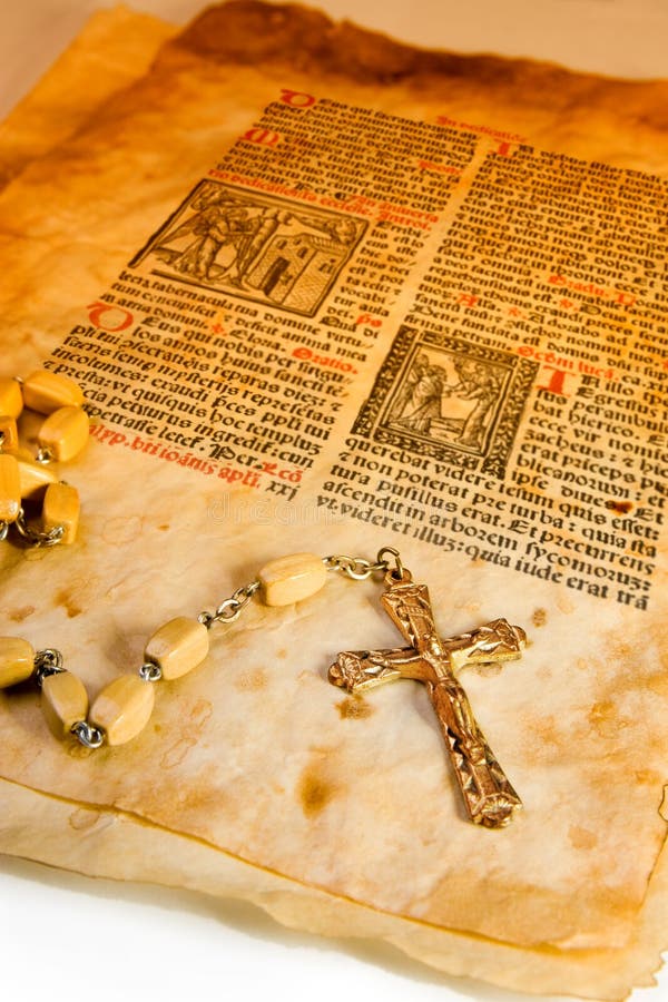 Grunge Style Catholic Symbols Stock Photo - Image of manuscript, washed ...
