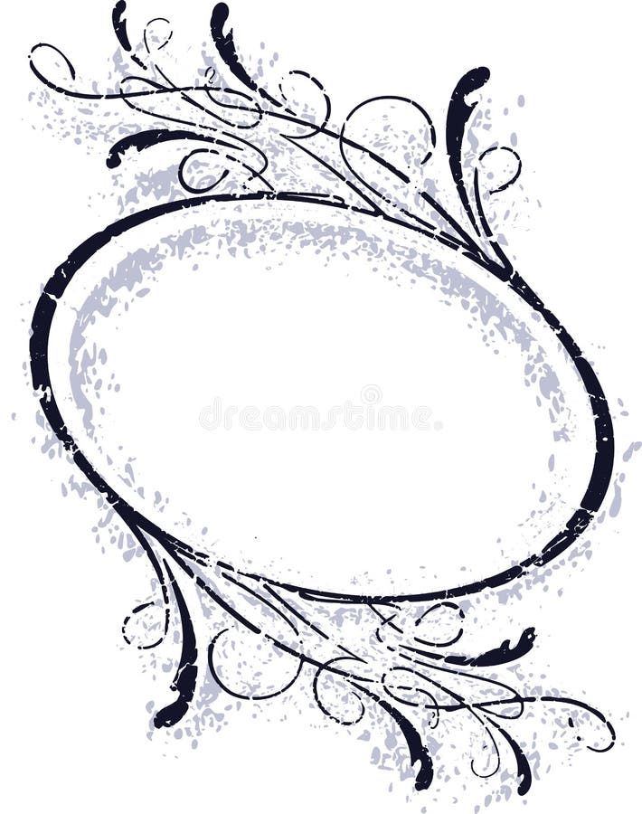 Grunge Style Dark Blue Oval Frame with Shadow. Stock Illustration ...