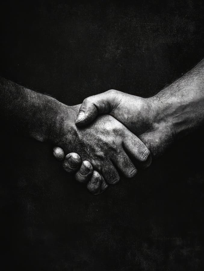 Grunge Style Handshake Symbolizing Unity and Strength between Two ...