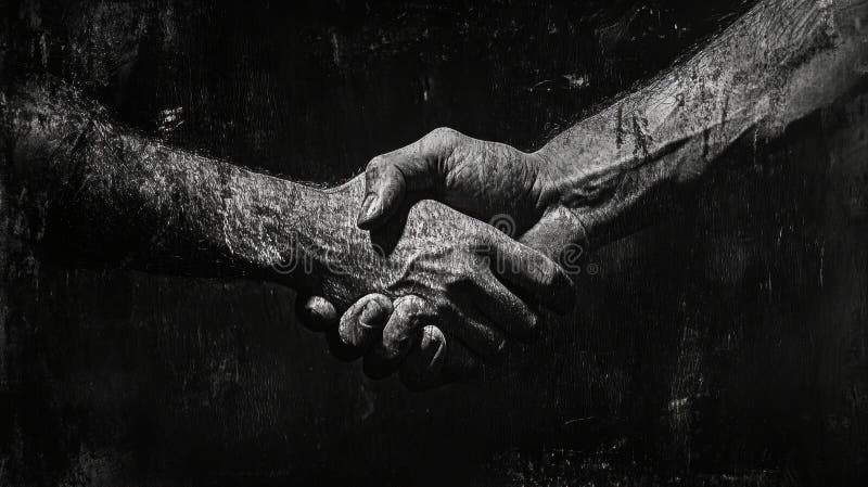 Grunge Style Handshake between Two Individuals Symbolizing Unity and ...