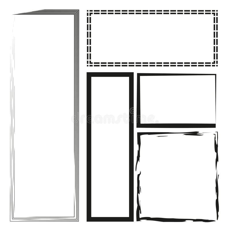Grunge Style Set of Square and Rectangle Shapes. Vector Illustration ...