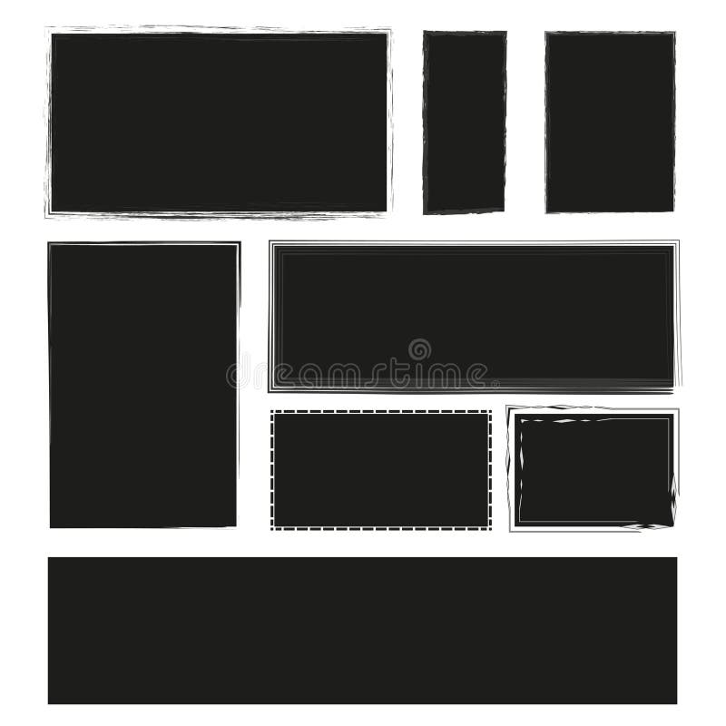 Grunge Style Set of Square and Rectangle Shapes. Vector Illustration ...