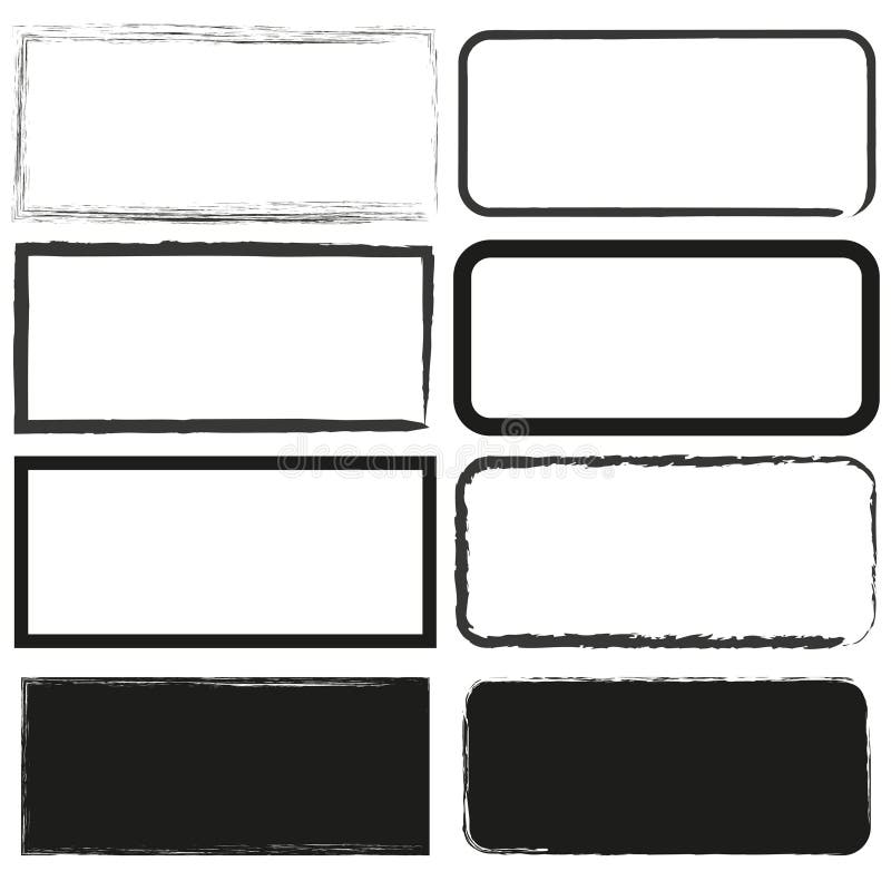 Grunge Style Set of Square and Rectangle Shapes. Vector Illustration ...