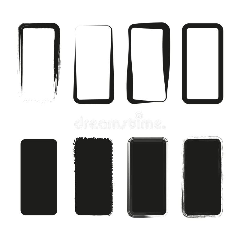 Grunge Style Set of Square and Rectangle Shapes. Vector Illustration ...