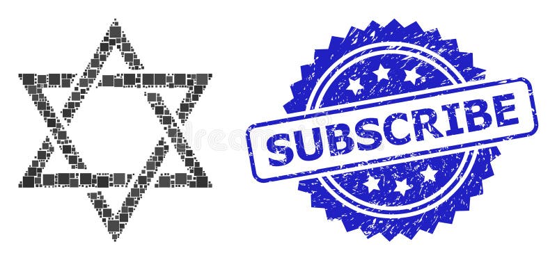 Grunge Subscribe Stamp and Square Dot Mosaic David Star Stock Vector ...