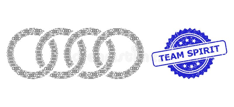 Grunge Team Spirit Seal Stamp and Recursion Circle Chain Icon Collage ...