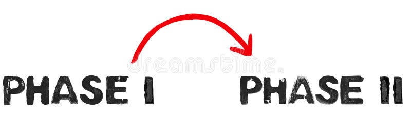 Grunge Text with Arrow Showing Phase 1 and Phase 2 Stock Photo - Image ...
