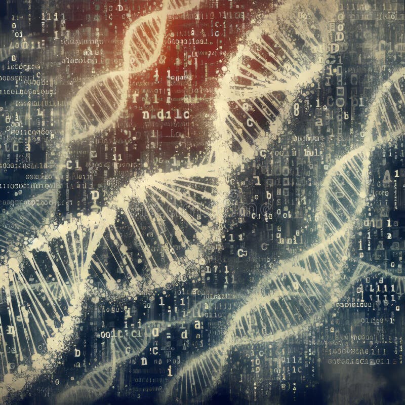 Grunge Texture with ASCII DNA Strands a Distressed Background Fe Stock ...