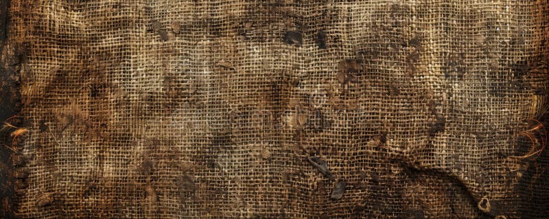 A Grunge Texture Background with Worn, Frayed Burlap, Stains, and Rough ...