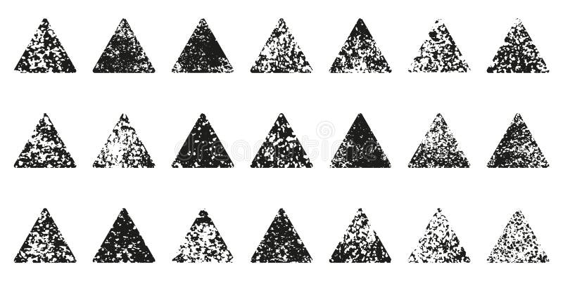 Grunge Texture Triangle Set. Rough Stamp in Triangular Shape, Black Ink ...