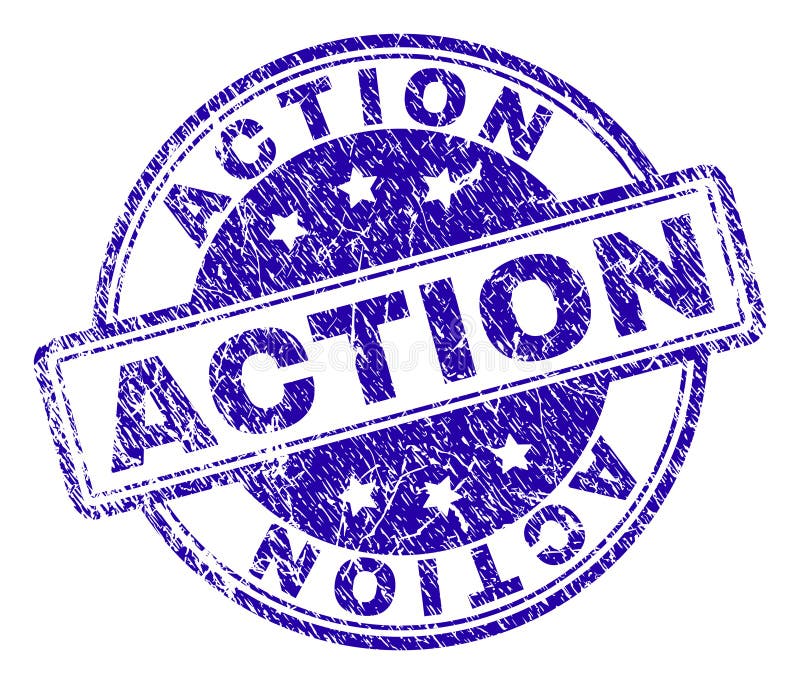 Grunge Textured ACTION Stamp Seal Stock Vector - Illustration of circle ...