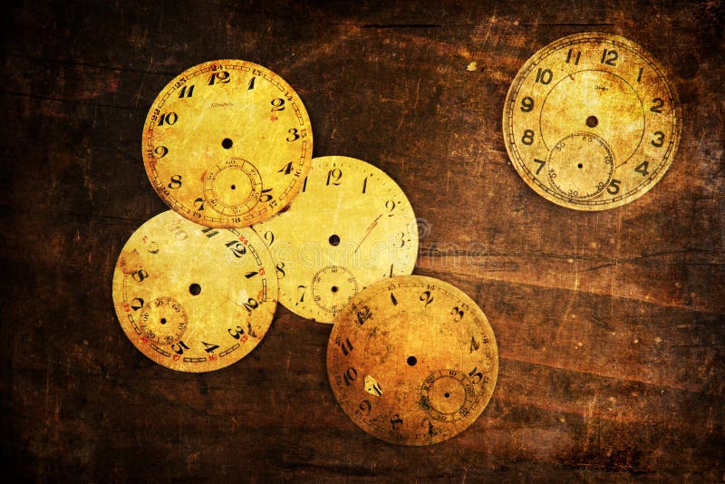 Grunge Textured Picture of Antique Clock Faces Stock Photo - Image of ...