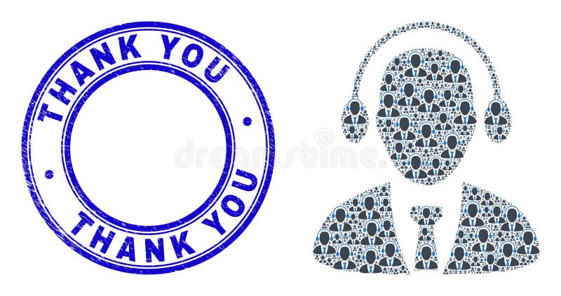 Grunge Thank You Stamp and Call Center Operator Recursive Mosaic of ...
