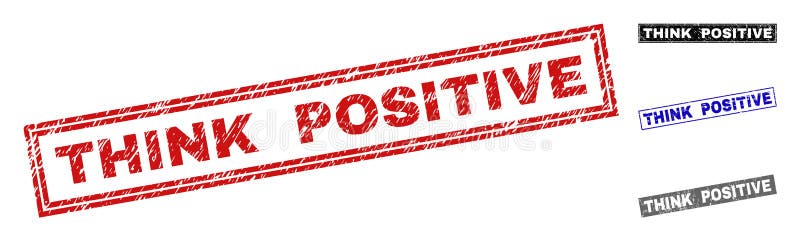 Grunge THINK POSITIVE Scratched Rectangle Stamp Seals Stock Vector ...