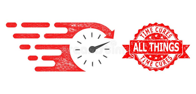 Grunge Time Cures All Things Seal and Linear Time Icon Stock Vector ...