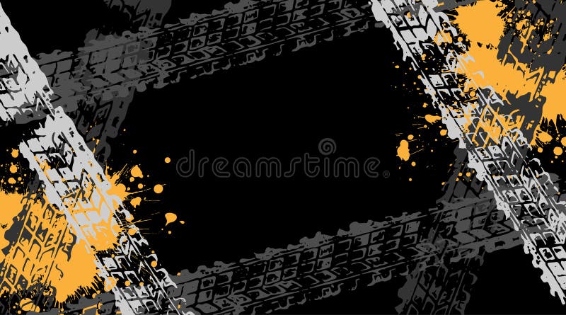 Grunge Tire Marks on Black Background, Template for Business Card with ...