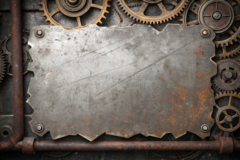Grunge Torn Metal Plate As Steampunk Background Stock Illustration ...