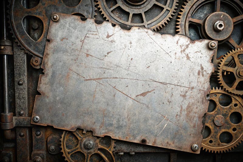 Grunge Torn Metal Plate As Steampunk Background Stock Illustration ...