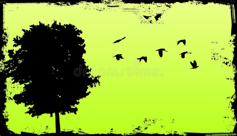 Grunge Tree with Background Stock Illustration - Illustration of white ...