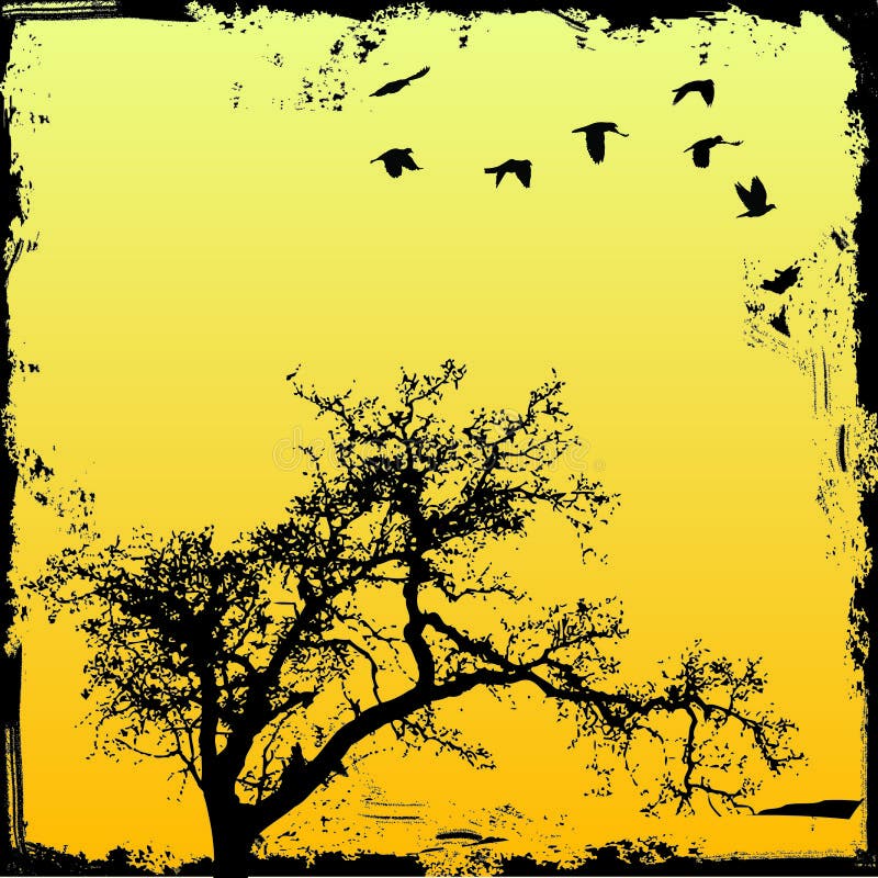 Grunge Tree with Background Stock Illustration - Illustration of ...