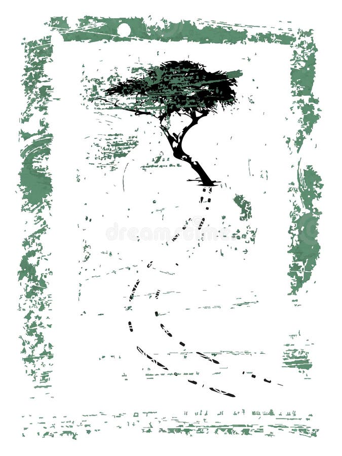 Grunge tree painting frame stock vector. Illustration of scratched ...